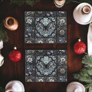 Gothic Stained Glass Bat Dinner Placemat, Medieval Goth Ritual Dining ...