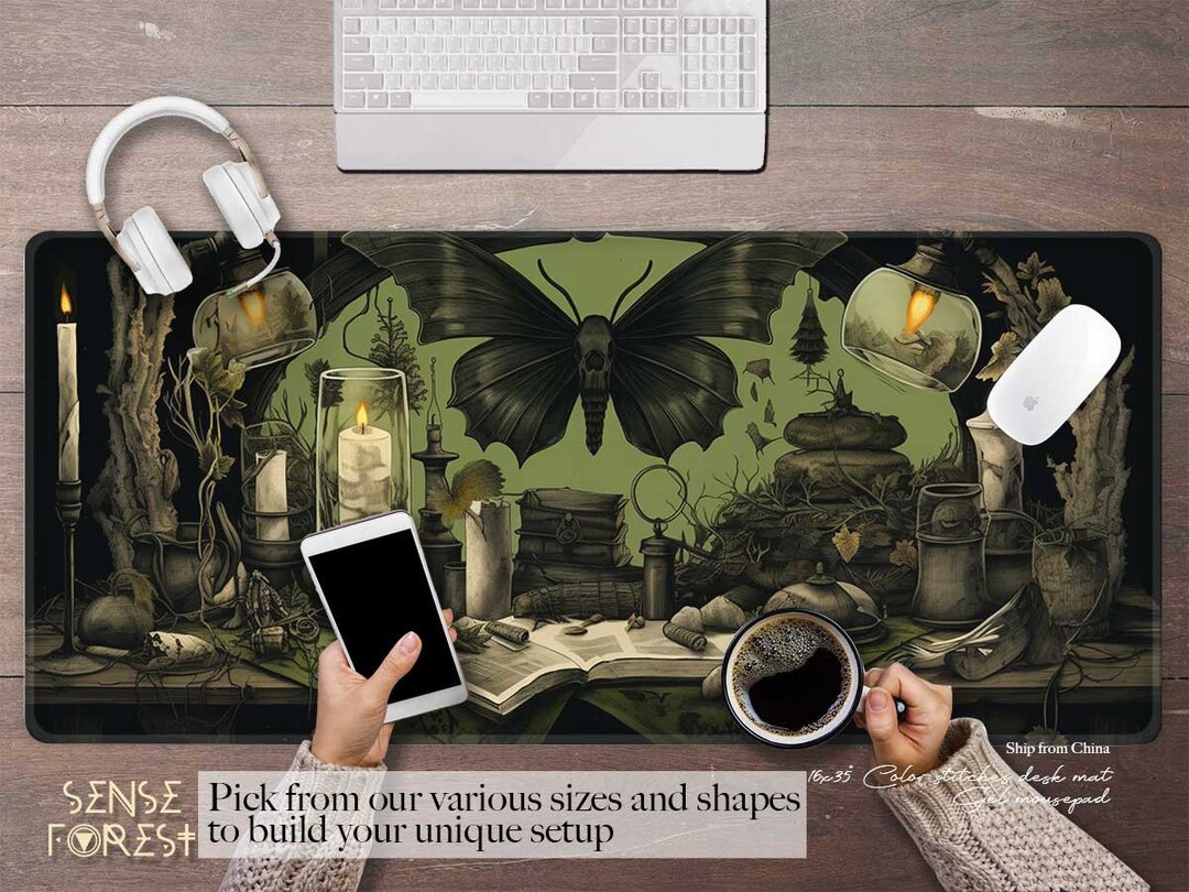 Dark Academia Butterfly Insect Taxidermy PU Desk Mat, Herbalist Witch ...