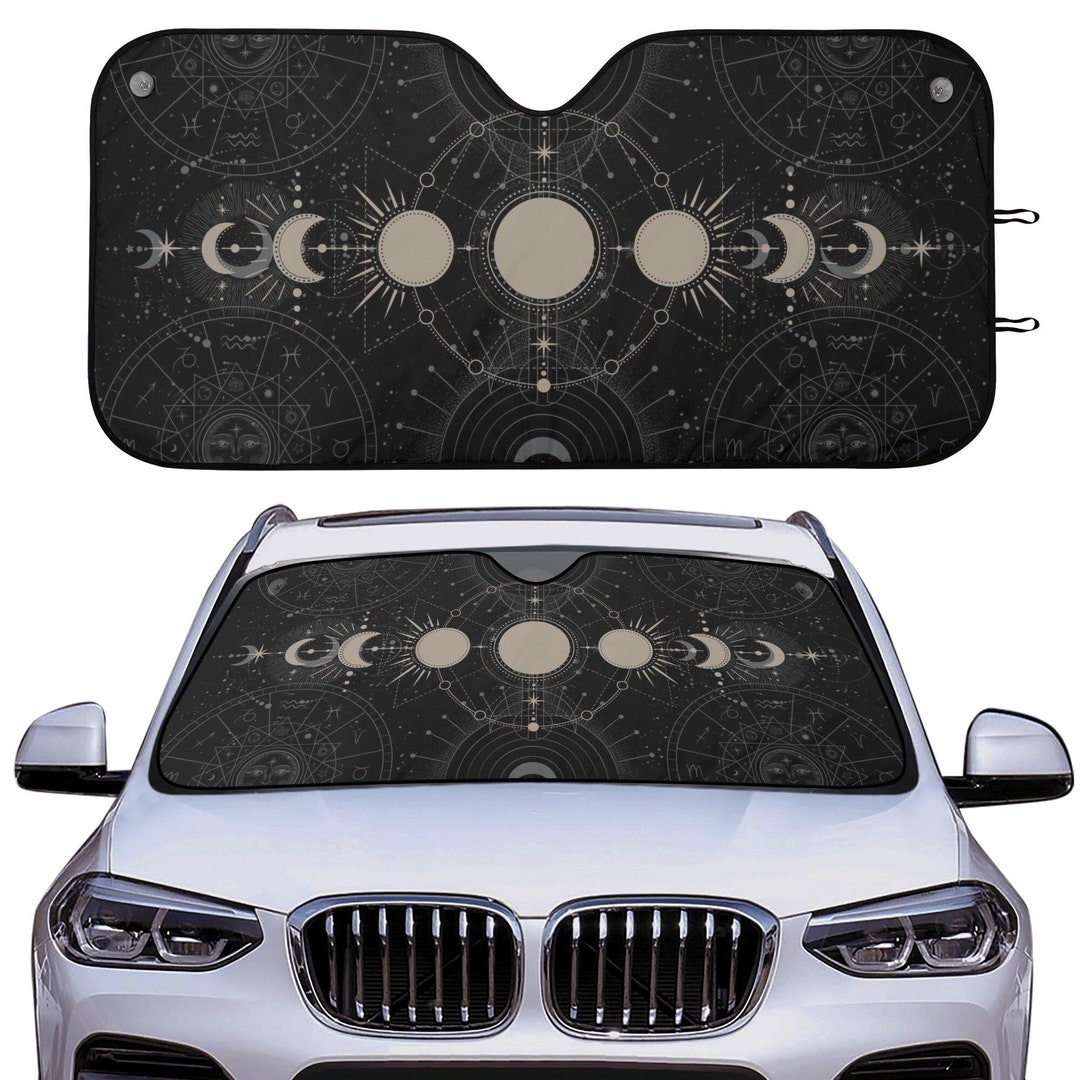 Witchy Moon Phase Car Sunshade for Windshield, Mystical Astrology Cute ...