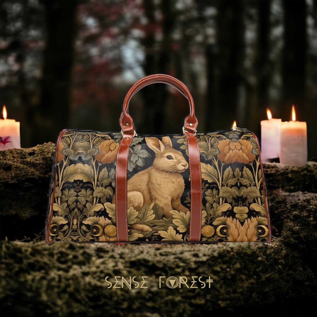 Maximalist Witchy Floral Rabbit Waterproof Travel Bag, Retro ...