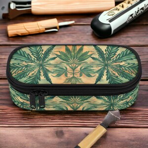 Cottagecore Green Marijuana Leaf Stash Box, Rolling Kit Joints Case ...