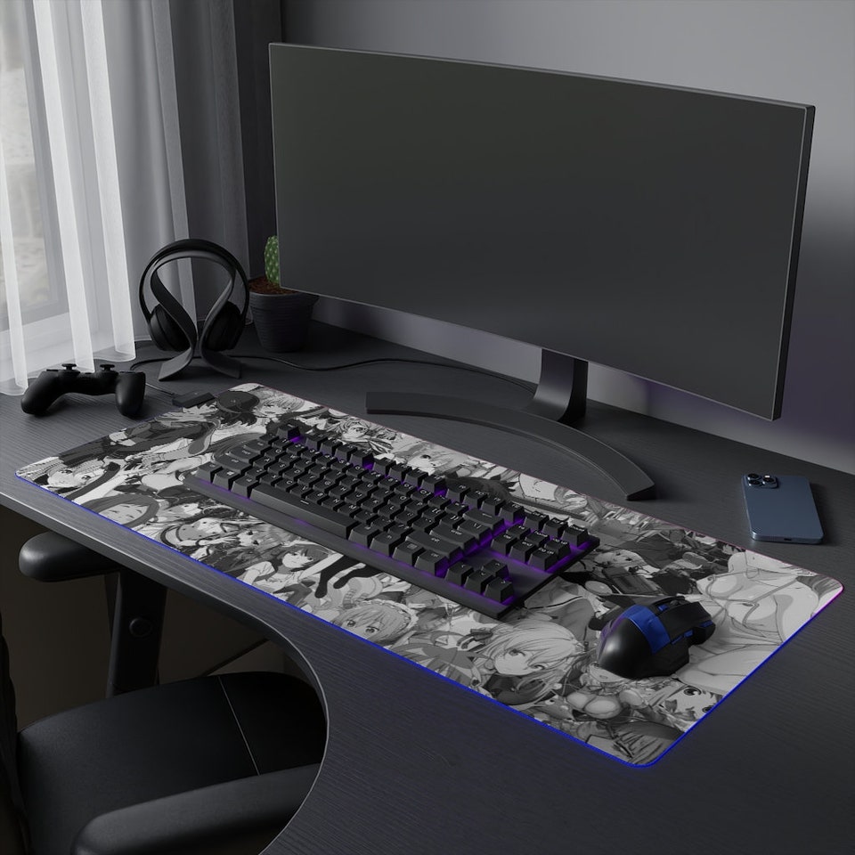 Sewn Edges Kawaii Anime girlfriends Waifu LED desk mat, Cute Japanese ...
