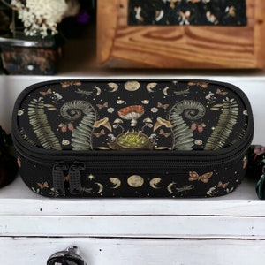 Dark Cottagecore Moon Phase Mushroom Artist Pencil Case, Fern Forest ...