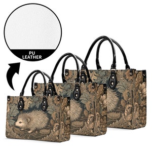 Cottagecore Witch Cute Hedgehog Top Handles Vegan Leather Tote Handbag ...