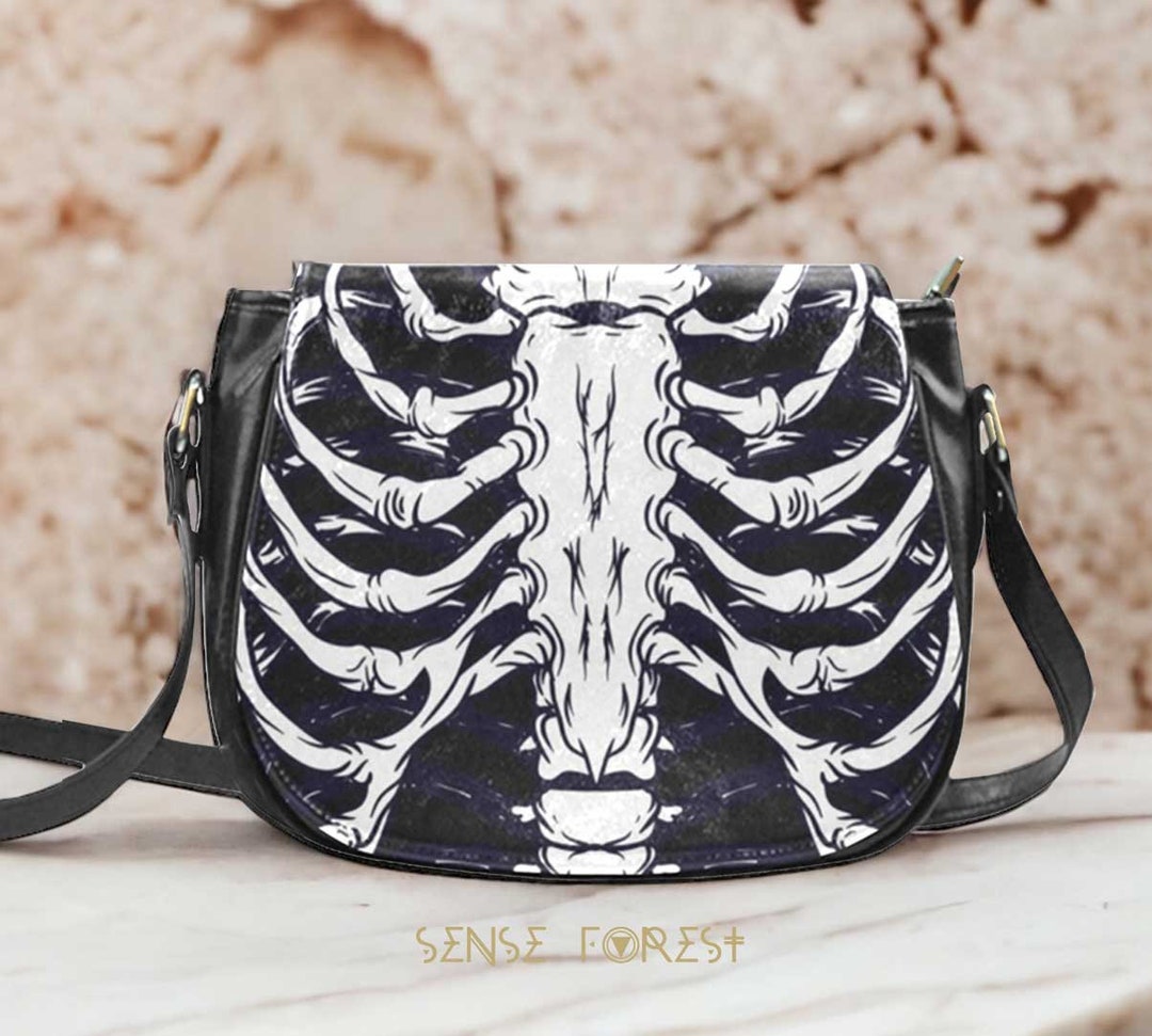 Kawaii Goth Spooky Skeleton Saddle Bag Vegan Leather Ribcage - Etsy