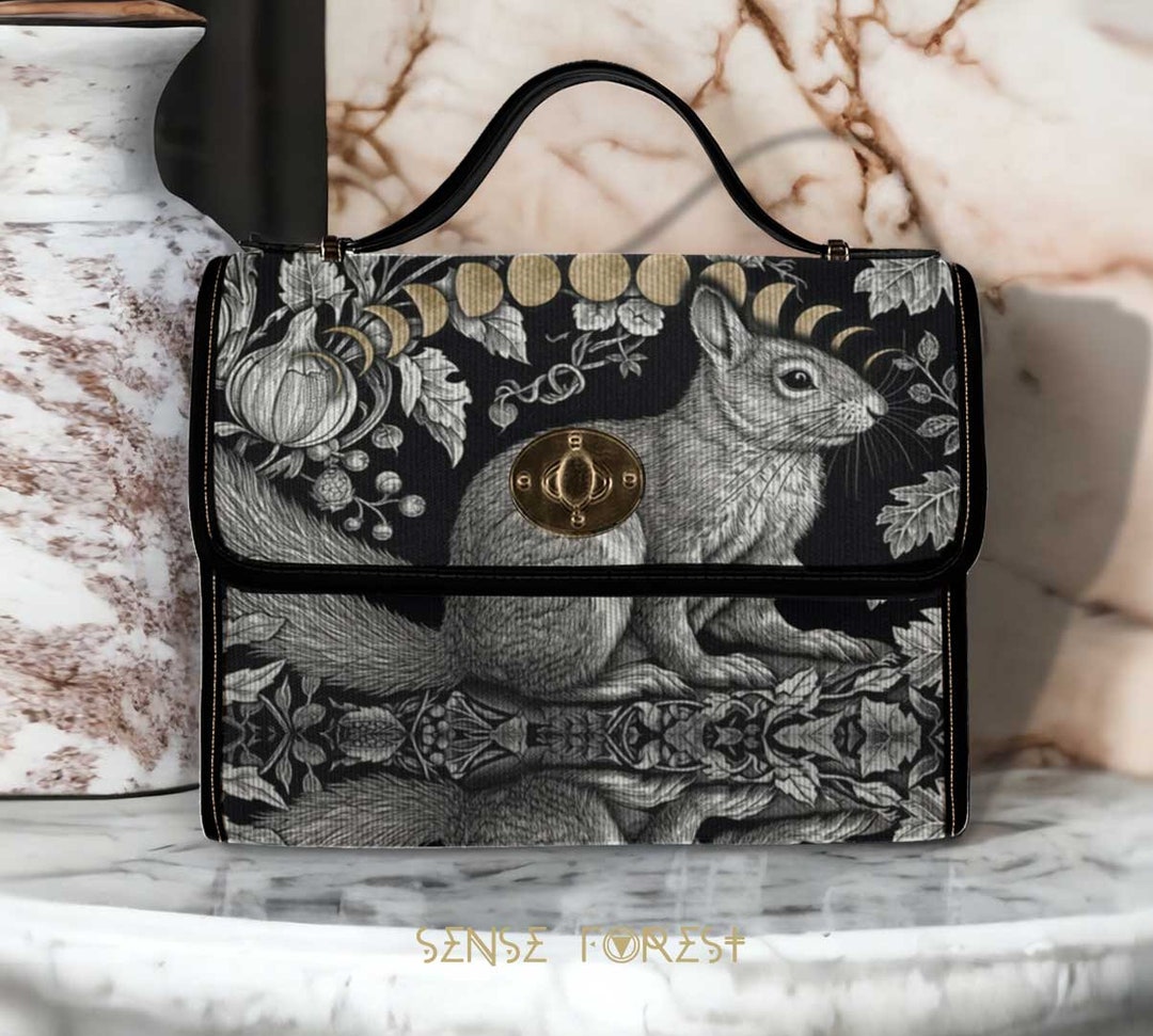 Cottagecore Witch Canvas Satchel Bag, Moon Women Forest Squirrel ...