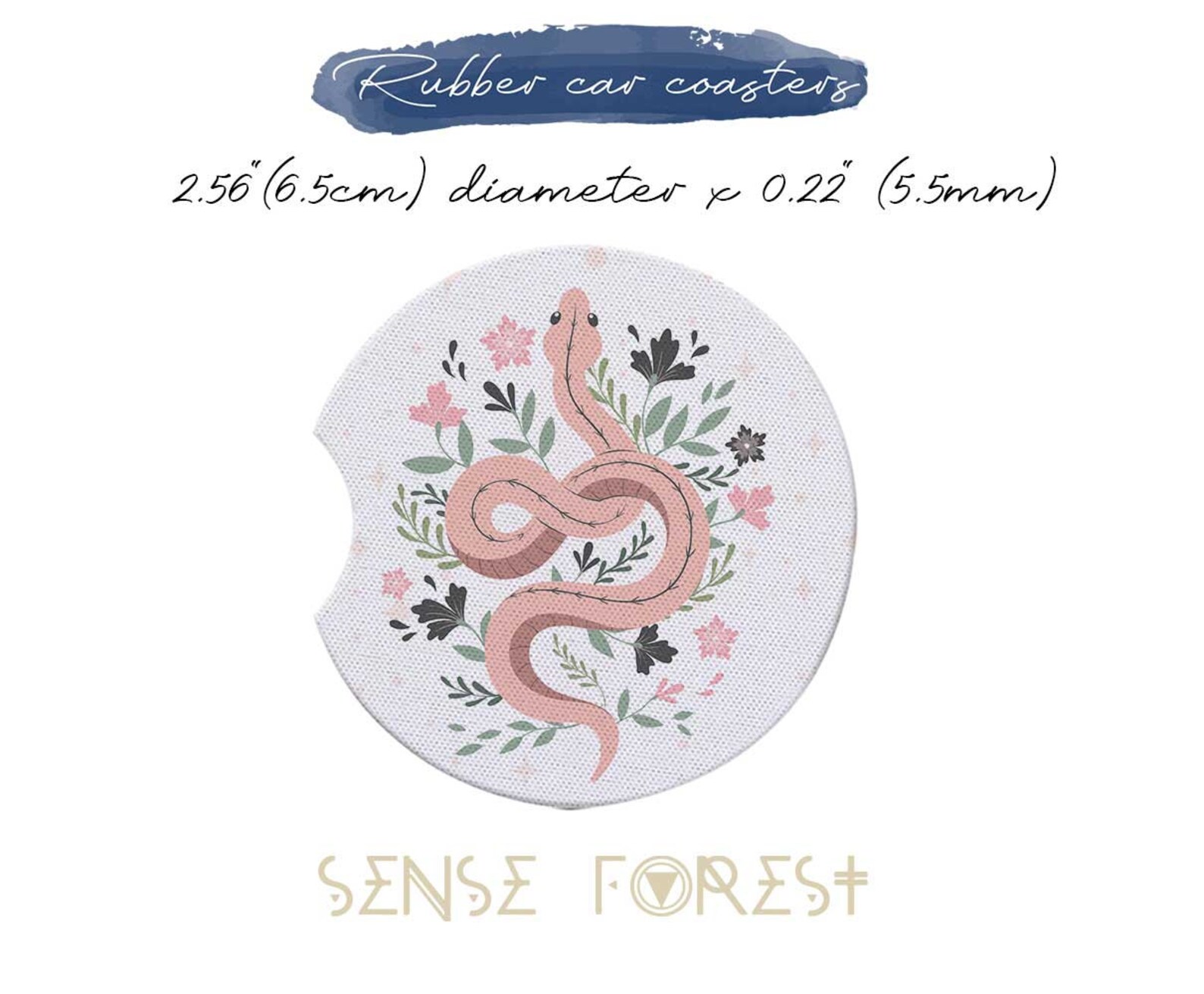 Boho Floral Snake Rubber Car Coasters Cute Witch Soft Coaster - Etsy