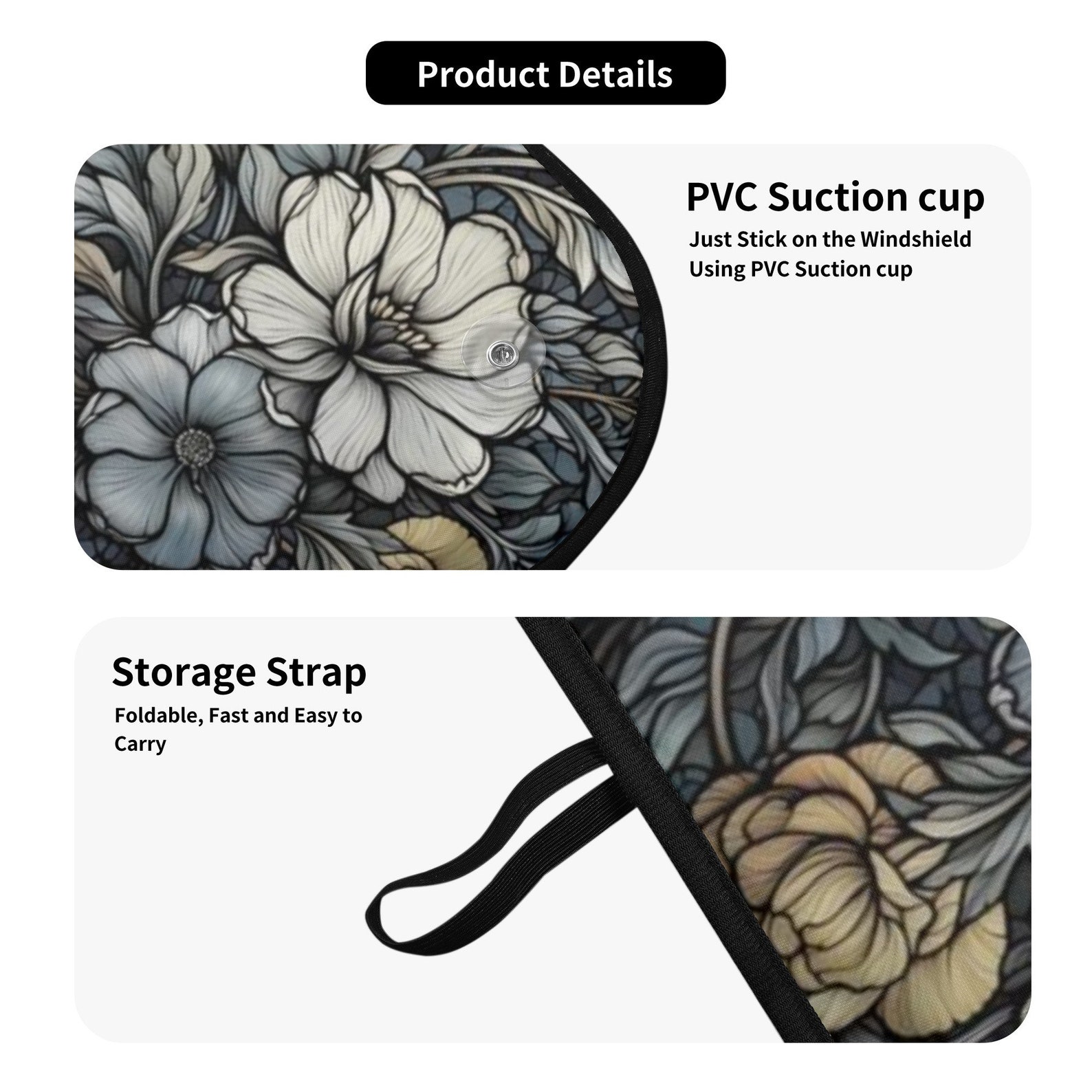 Gothic Car Shade, Stained Glass Bat Car Windshield Cover Sun Shade ...