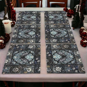 Gothic Stained Glass Bat Dinner Placemat, Medieval Goth Ritual Dining ...