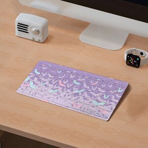 Kawaii Pastel Goth Purple Bats Wired and Wireless Keyboard Sublimation ...