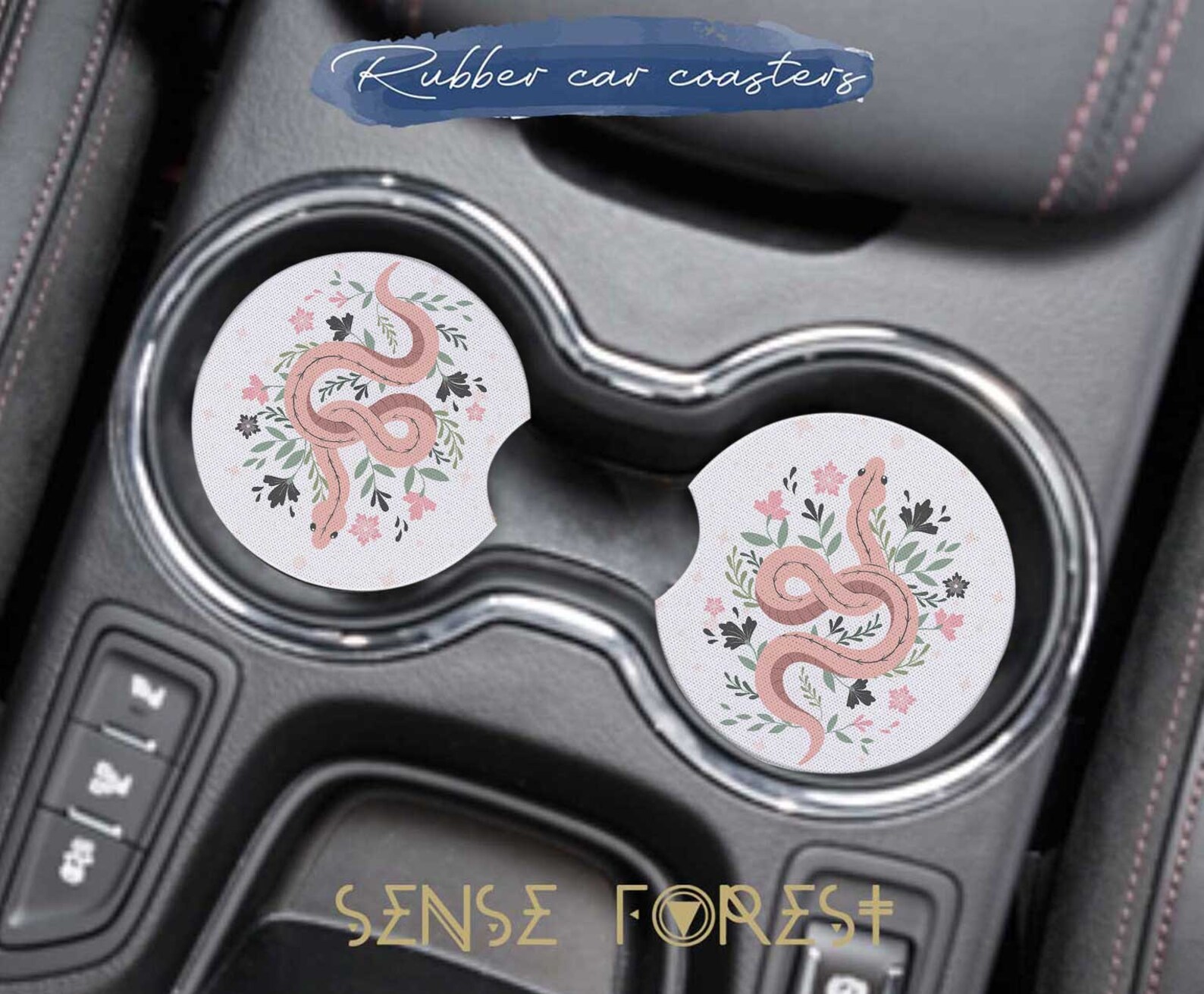 Boho Floral Snake Rubber Car Coasters Cute Witch Soft Coaster - Etsy