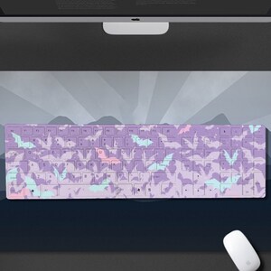 Kawaii Pastel Goth Purple Bats Wired and Wireless Keyboard Sublimation ...