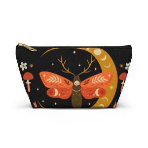 Death Head Moth Moon Phase Mushroom Forest T or Flat Pouch, Witchy ...