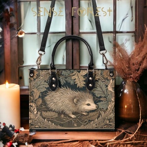 Cottagecore Witch Cute Hedgehog Top Handles Vegan Leather Tote Handbag ...