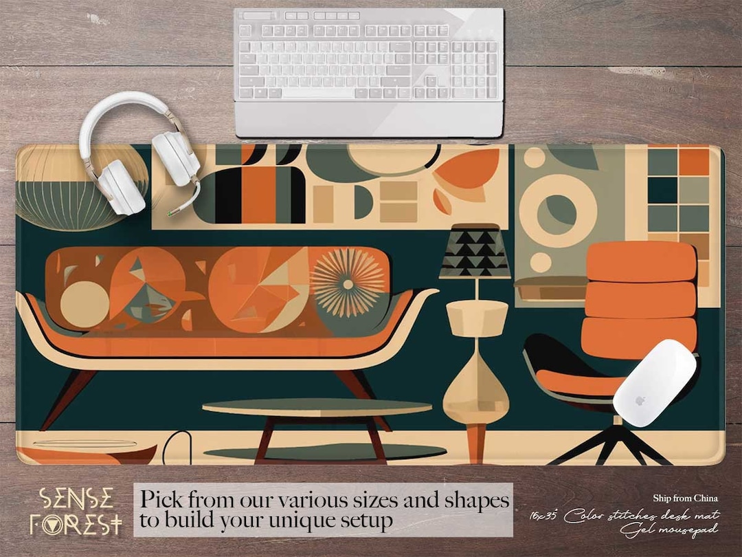 Mid Century Modern Furniture Desk Mat, Modern Lifestyle Living Room ...