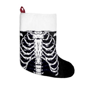 Kawaii Goth Spooky Christmas Stocking, Ribcage Skeleton Dark Christmas ...