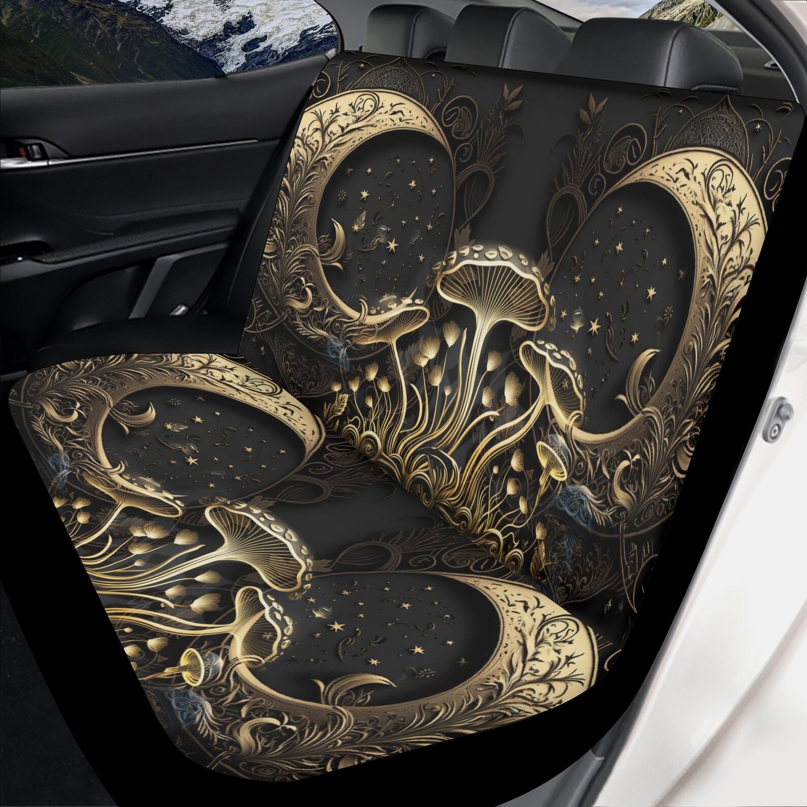 Black Gold Mystical Forest Car Seat Cover Celestial Moon - Etsy