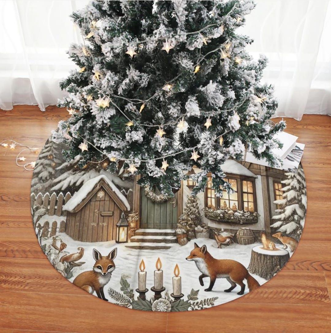 Cottagecore Vintage Children Book Illustration Tree Skirt, Beige Cozy ...