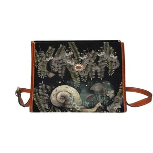 Goblincore Green Sense Forest Snail Canvas Satchel Bag, Mystical ...