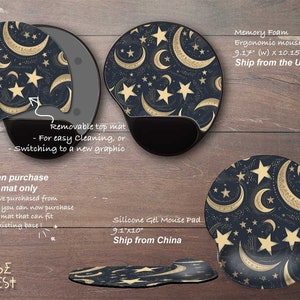 Pagan Witch Celestial Moon Stars PU Leather Desk Mat Cute, Dark ...