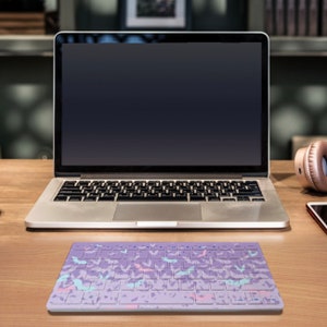 Kawaii Pastel Goth Purple Bats Wired and Wireless Keyboard Sublimation ...