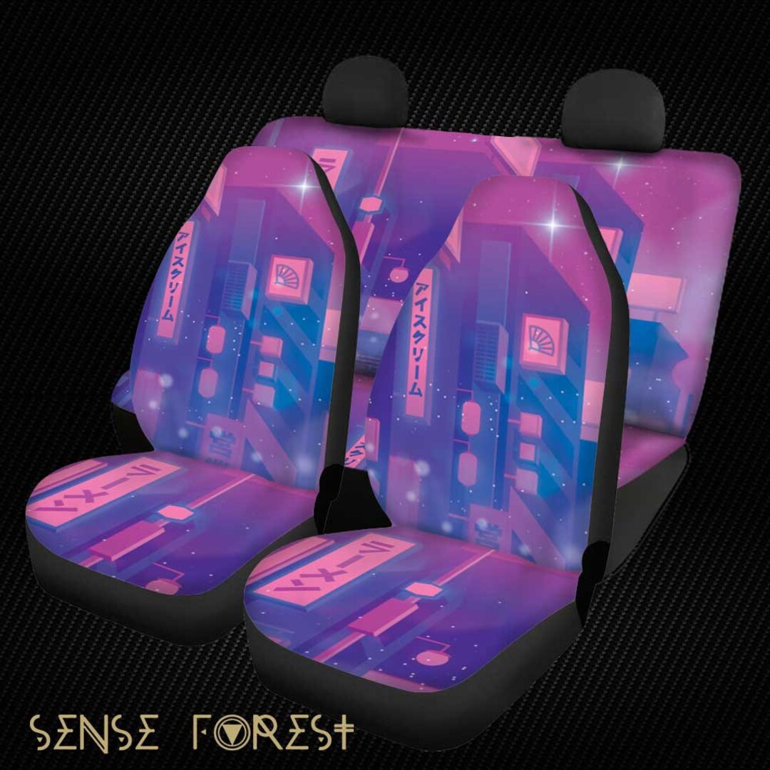 Japanese Neon City Night Car Seat Covers Pink Purple Night - Etsy