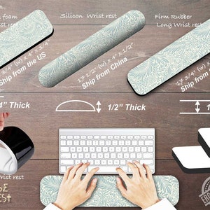 Vintage Teal Blue Floral Desk Mats, Turquoise Boho Botanical Desk Mat ...