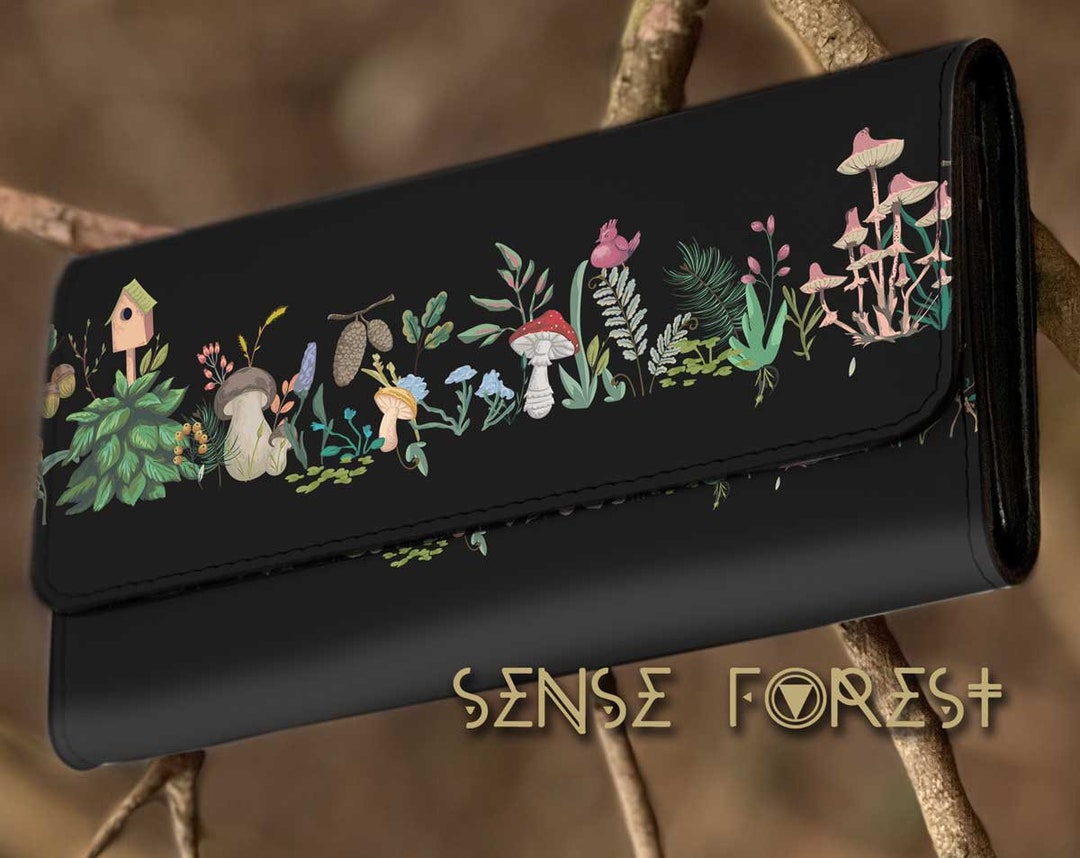 Cottagecore Mini Forest Tri-fold Wallet, Witchy Vegan Leather Wallet ...