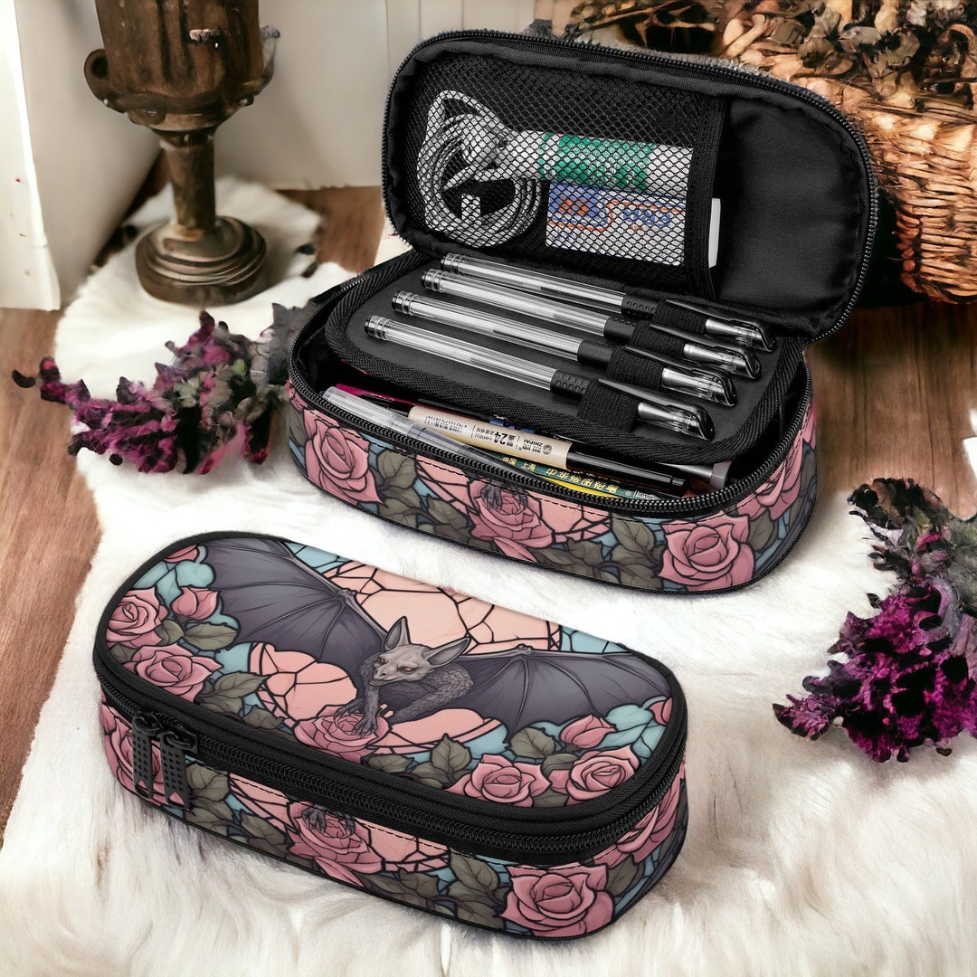 Gothic Stained Glass Bat Gargoyle Pencil Case, Medieval Goth Spooky ...