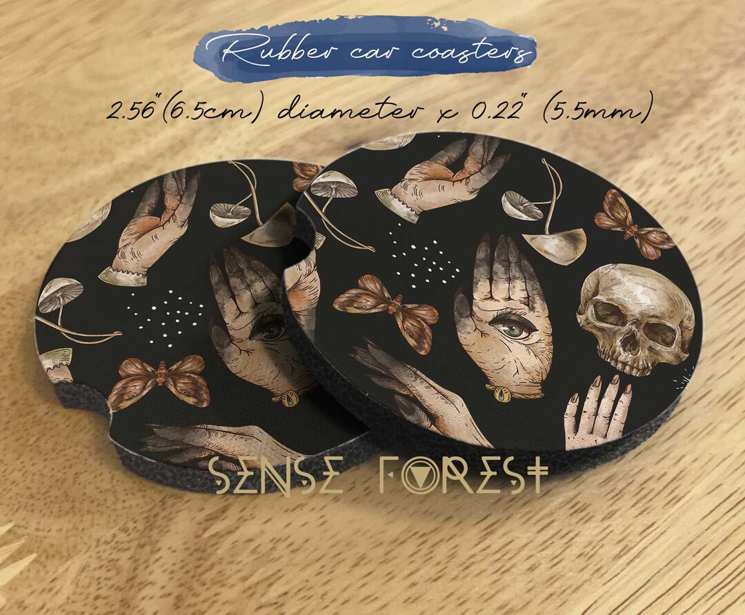 Witchcraft Spooky Rubber Car Coasters, Mushroom Skull Soft Coaster With ...
