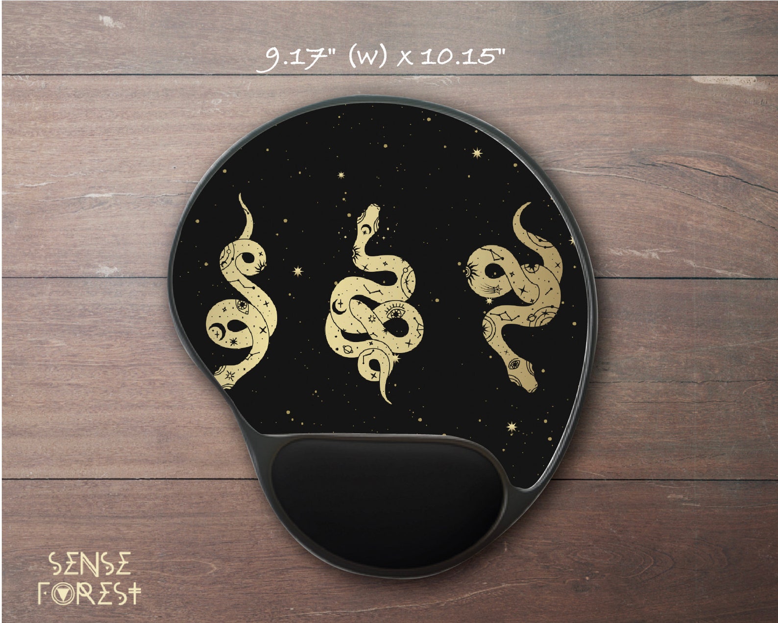 Black Faux Gold Boho Snake Desk Mat Witchy Mystical Stars - Etsy