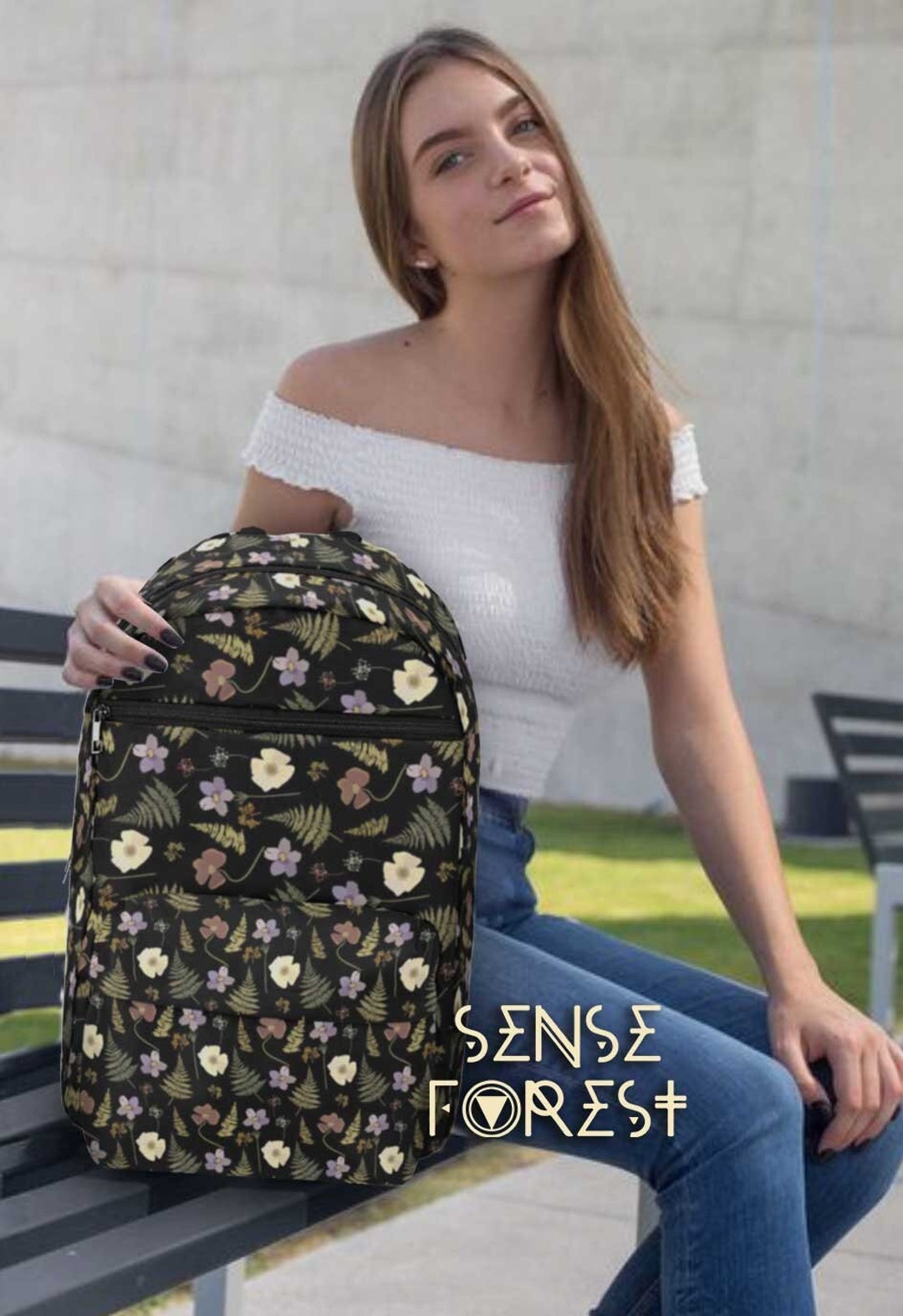 90s Cottagecore Witch Wildflower Backpack, Fern Floal Witchy Cute Day ...