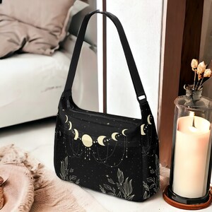 Dark Boho Cottagecore Witchy Botanical Moon Phase Laptop Messenger Bag ...