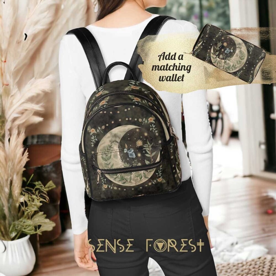 Cottagecore Vintage Moon Backpack, Whimsical Boho Floral Witchy Nature ...