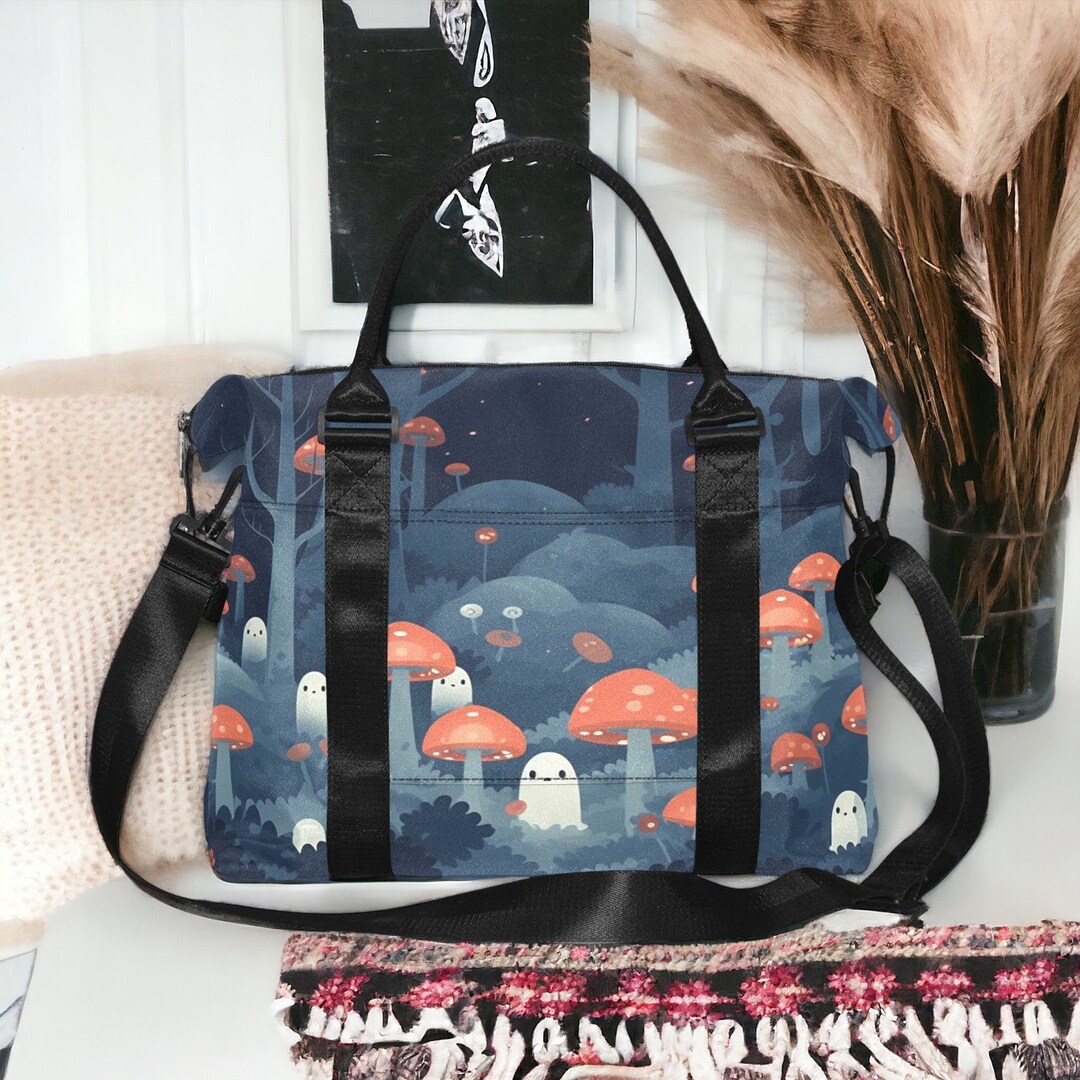 Kawaii Goth Cute Ghost Carry on Travel Bag, Mushroom Forest Airline ...
