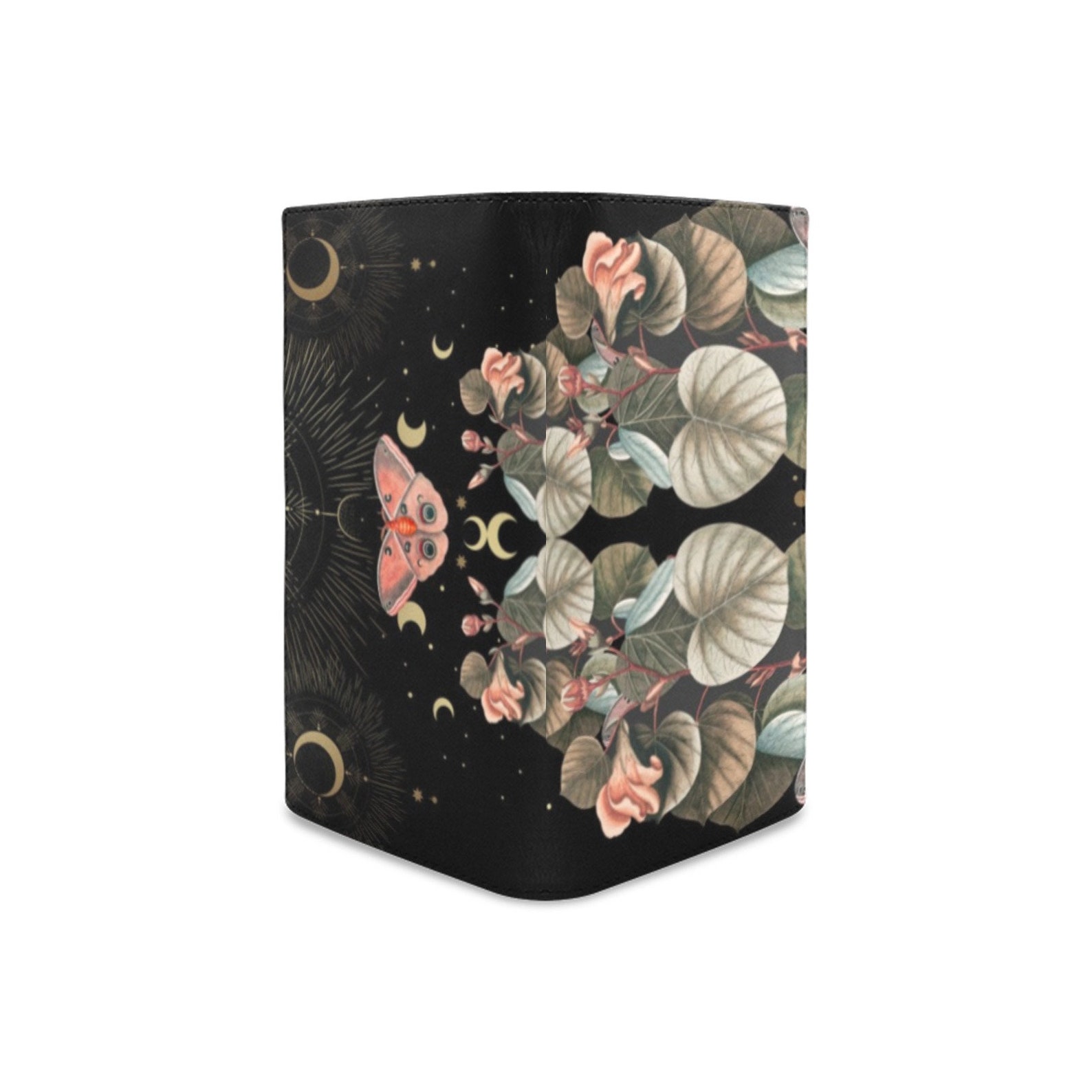 Boho Moon Moth Bi-fold Black Witchy Vegan Leather Wallet Dark - Etsy