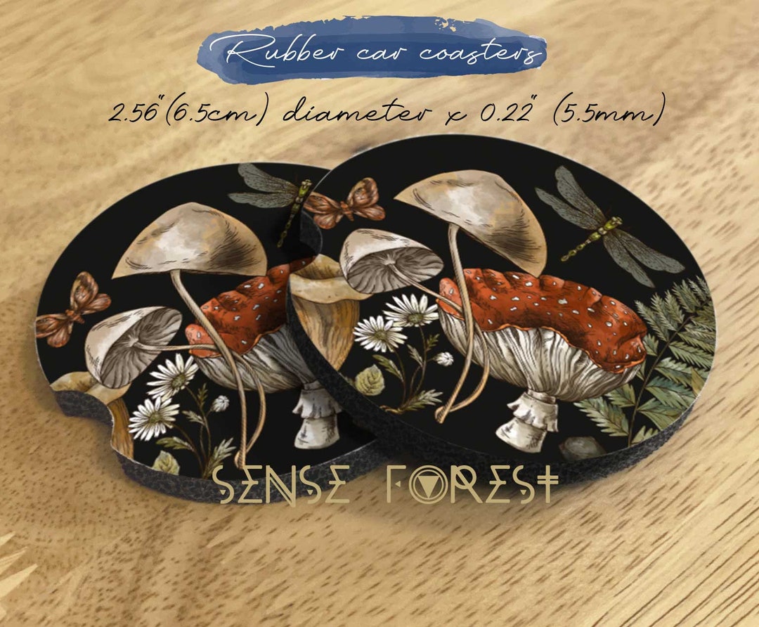 Magic Mushroom Forest Rubber Car Coasters Soft Car Coaster - Etsy