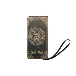 Black Spell Book Wallet, Bi-fold Dark Magic Witchy Goth Long Clutch ...