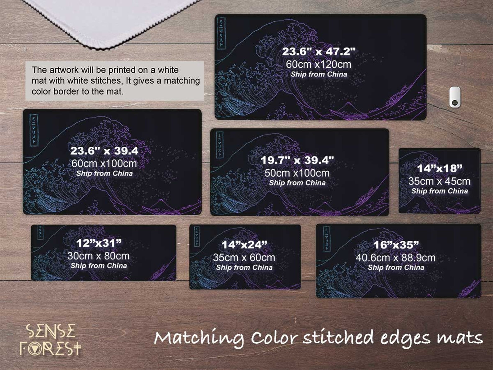 Neon Purple Great Wave Desk Mat RGB Japanese Minimalist Large - Etsy