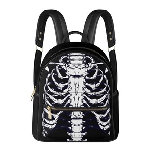 Mini Black Vegan Leather Skeleton Backpack Halloween Spooky - Etsy