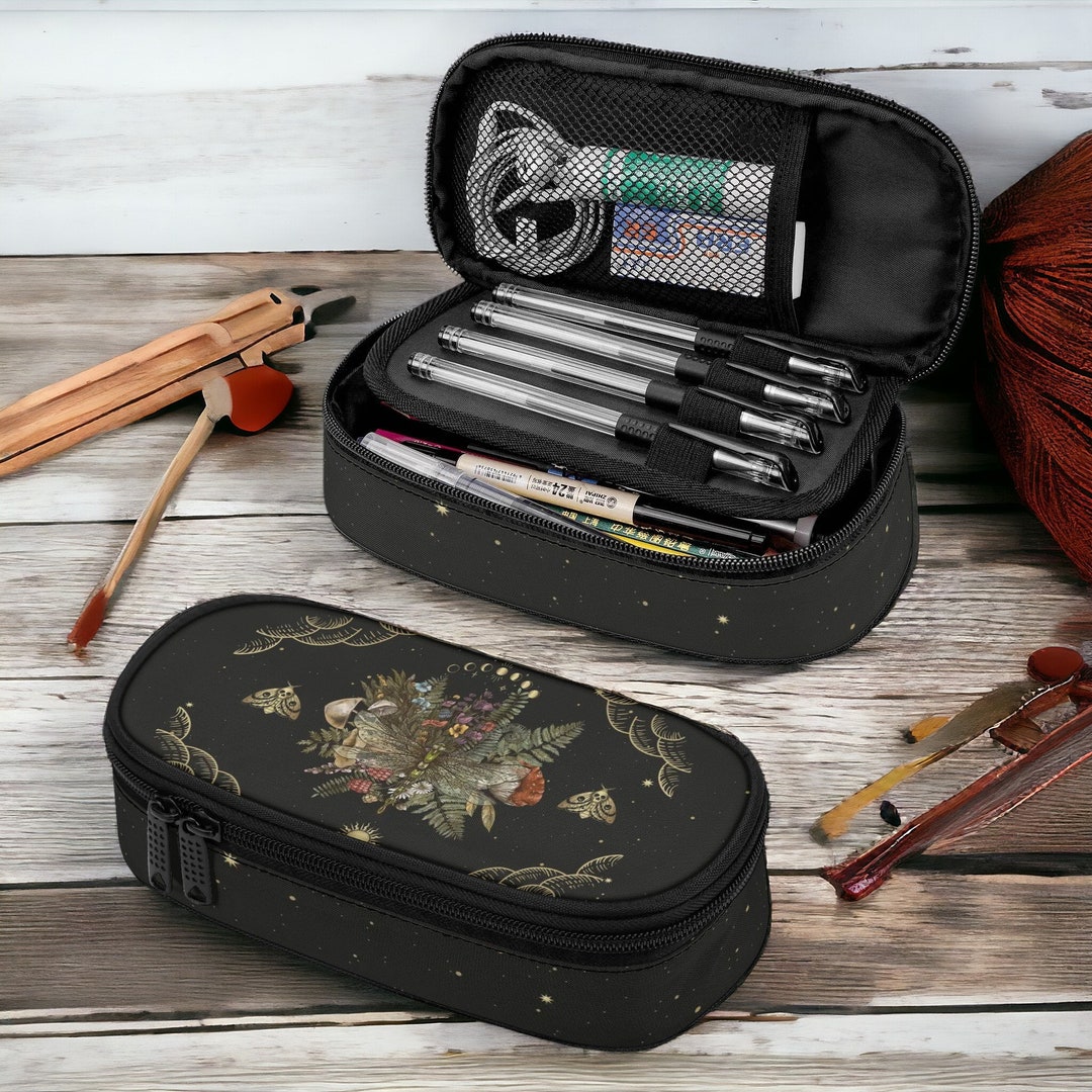 Dark Cottagecore Fern Mushroom Forest Artist Pencil Case, Makeup Brush ...