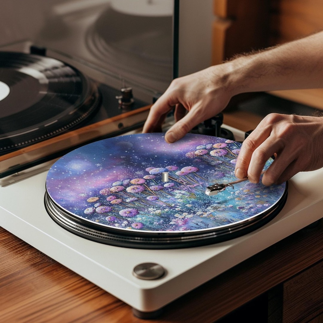 Pastel Purple Blue Dandelion Wildflowers Turntable Mat, Whimsical ...