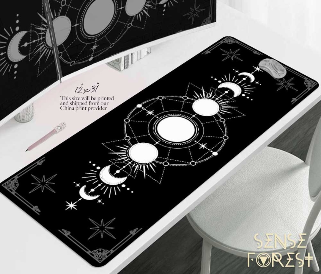 Black White Moon Phase XL Desk Mat Minimalist Witchy Alter - Etsy