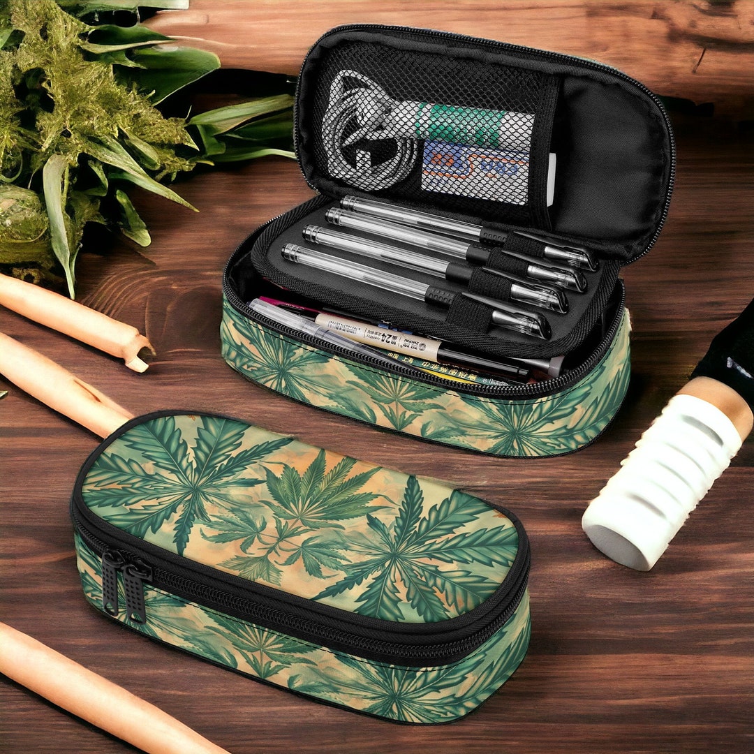 Cottagecore Green Marijuana Leaf Stash Box, Rolling Kit Joints Case ...