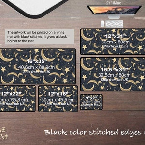 Pagan Witch Celestial Moon Stars PU Leather Desk Mat Cute, Dark ...