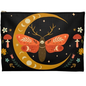 Death Head Moth Moon Phase Mushroom Forest T or Flat Pouch, Witchy ...