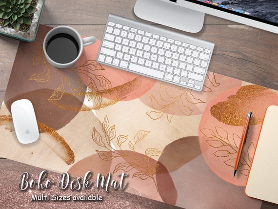 Watercolor Gold Leaves Desk Mats Boho abstract shapes art | Etsy