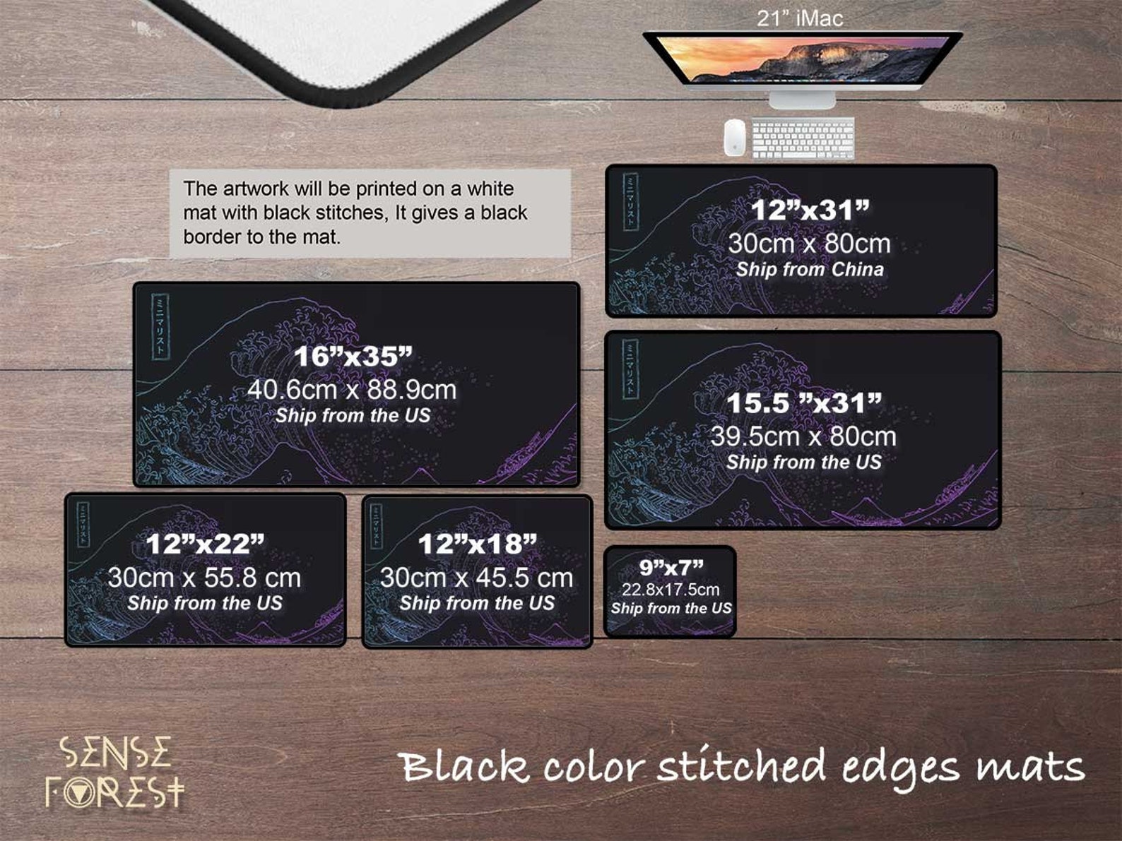 Neon Purple Great Wave Desk Mat RGB Japanese Minimalist Large - Etsy