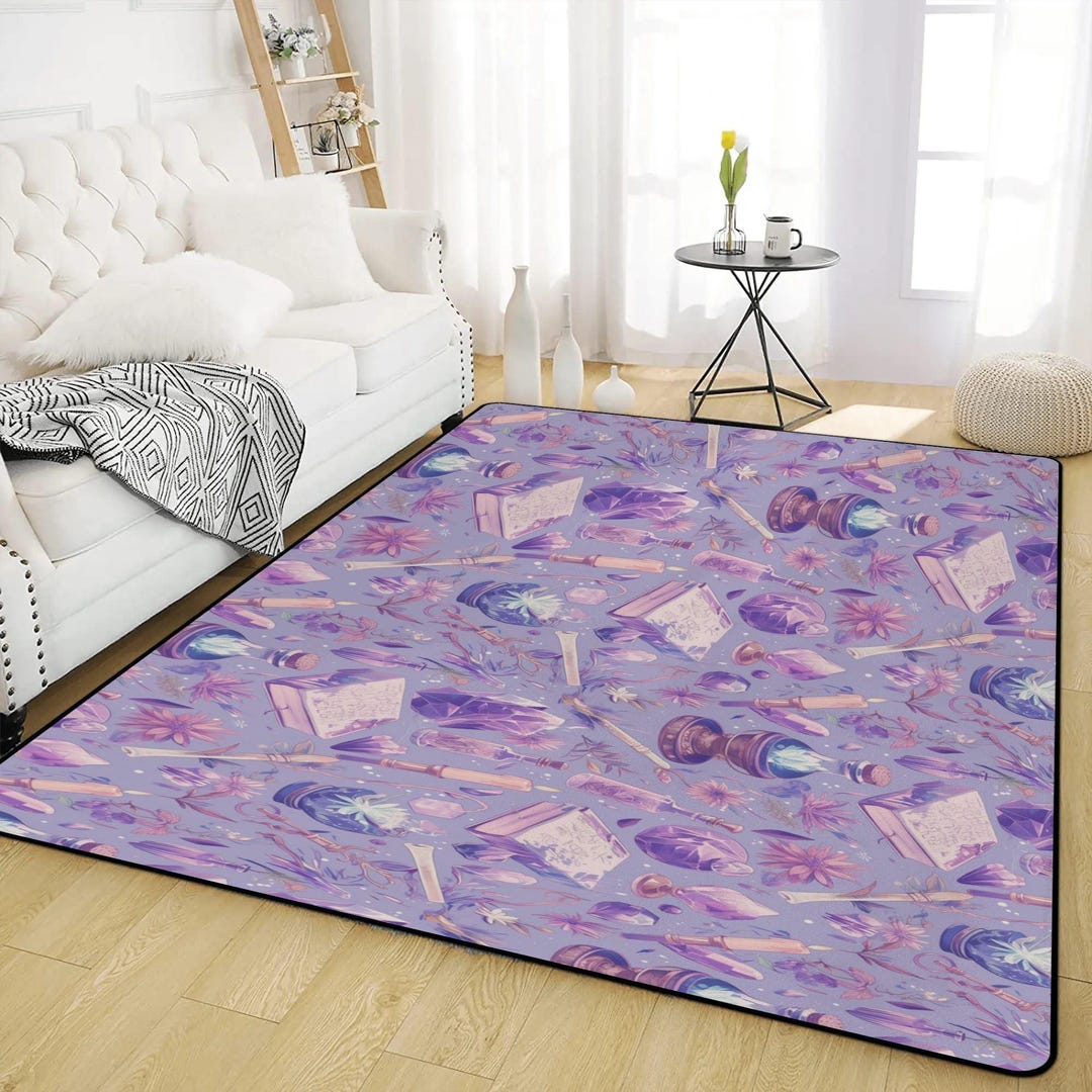 Pastel Purple Witchy Living Room Carpet Area Rug, Oddities Dark ...