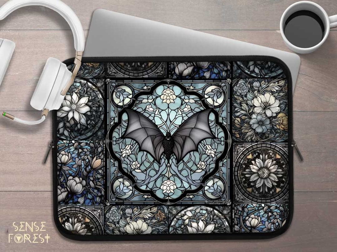 Dark Academia Gothic Stained Glass Bat Medieval Laptop Sleeve, Witchy ...